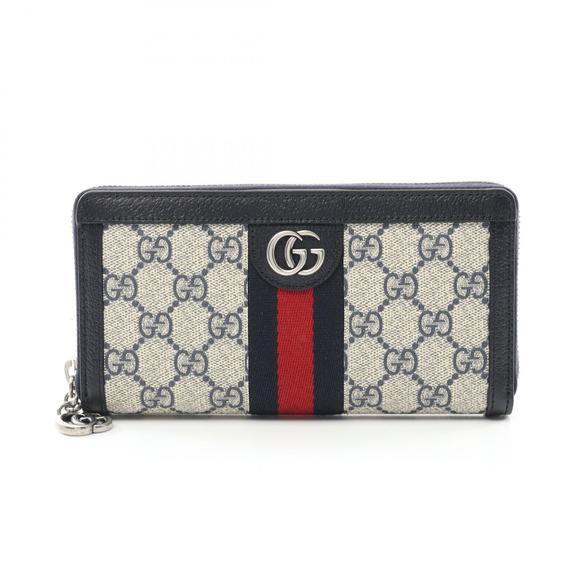 Gucci | Bags | Gucci Multicolor Gg Blue Sherry Beige Long Navy Leather ...